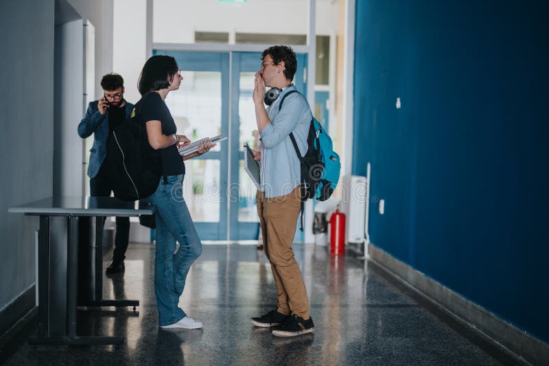 Students Chat in School Hallway between Classes Stock Photo - Image of ...