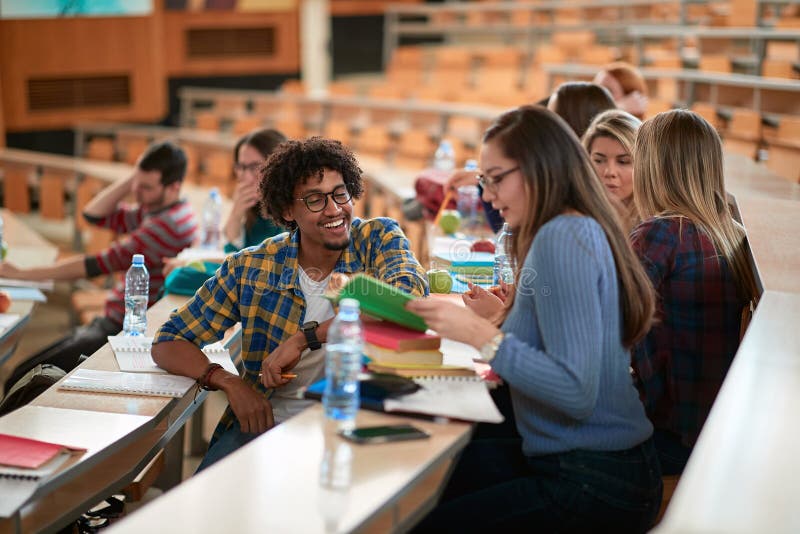 Students Chatting in a Lecture Break Stock Photo - Image of academy ...