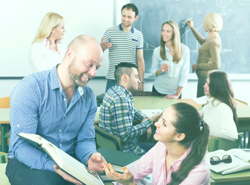 Students Chatting at Training Session for Employees during Break Stock ...