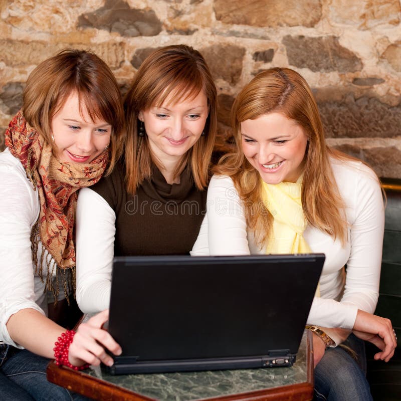Students Checking E-mail in a Caffee Bar Stock Image - Image of ...
