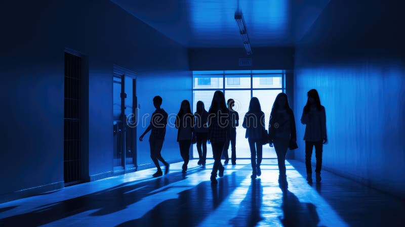 Students Christmas Blue Background Stock Illustration - Illustration of ...