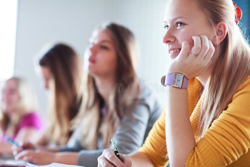 High-school Student Thinking at Exam Class Teens Stock Image - Image of ...