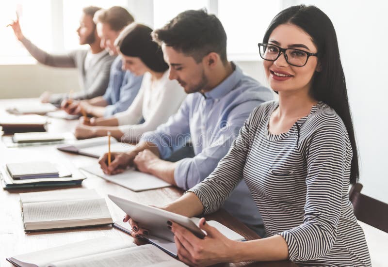 Students during the class stock photo. Image of notebooks - 87473592