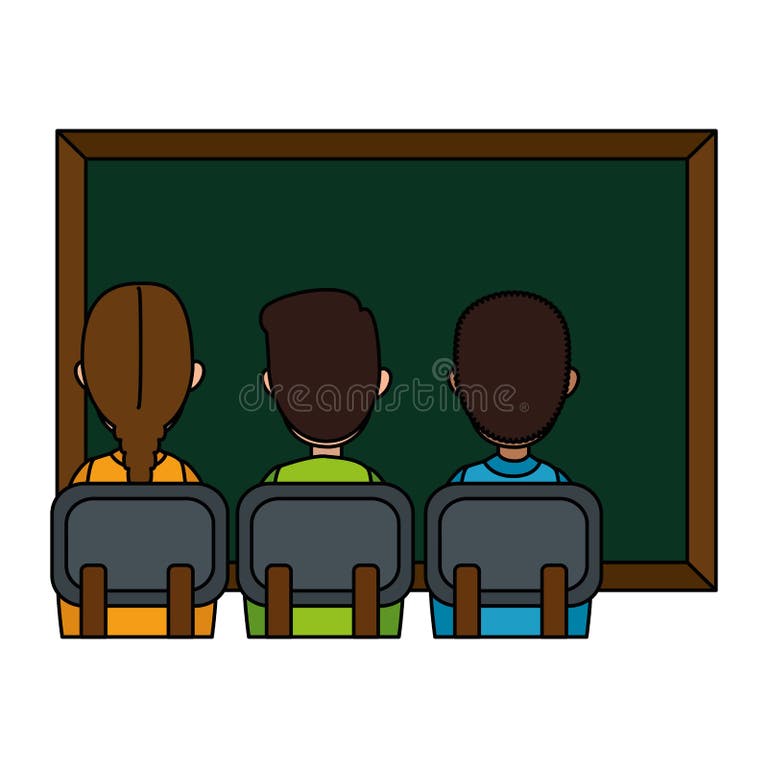 Students Class with Chalkboard Stock Illustration - Illustration of ...