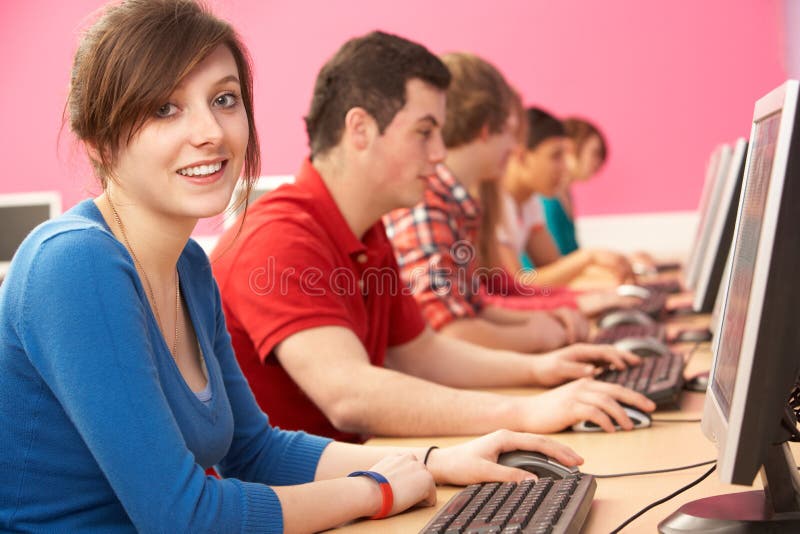 Teenage Students in it Class Using Computers Stock Photo - Image of ...