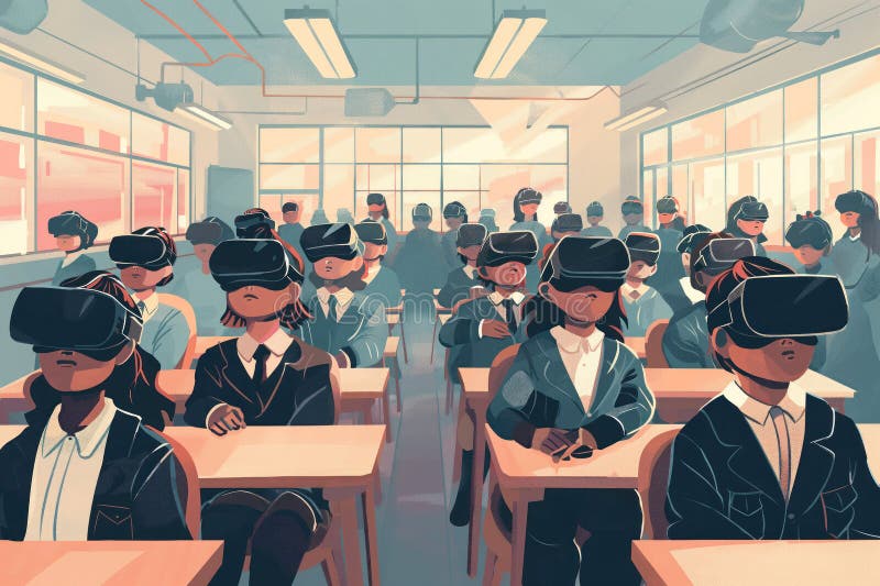 Students in Class Wear VR Headsets, Explore Digital Worlds in Immersive ...