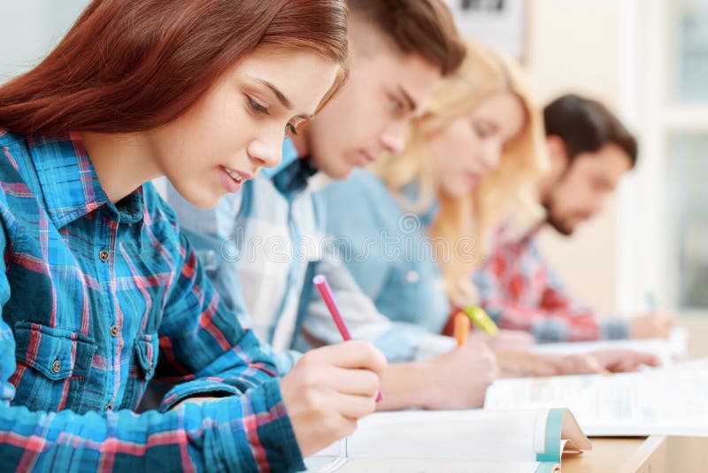 High School Students Taking Test in Classroom Stock Photo - Image of ...