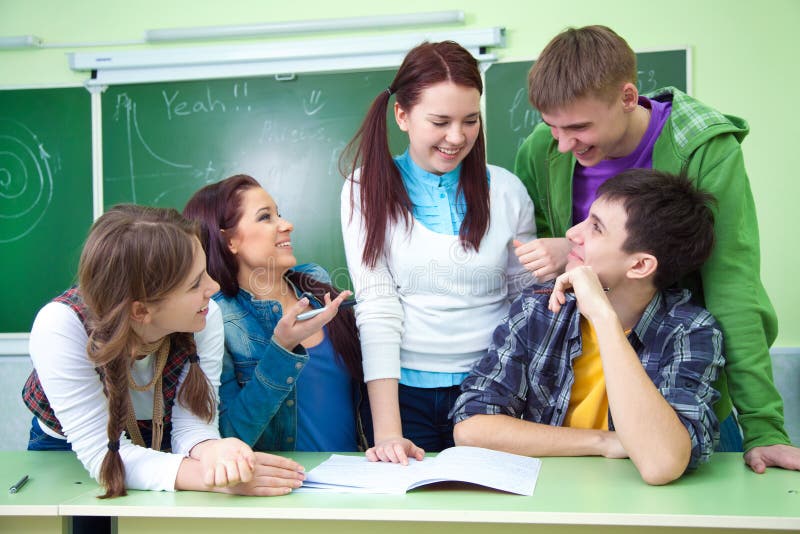 Five students in classroom stock photo. Image of people - 24174534