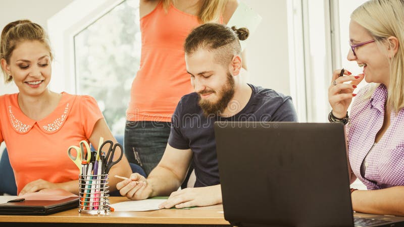 Students in Classroom during the Break Stock Image - Image of internet ...