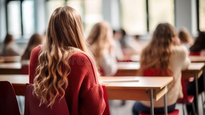 Students in Classroom and Cafe Setting. Generative Ai Stock ...