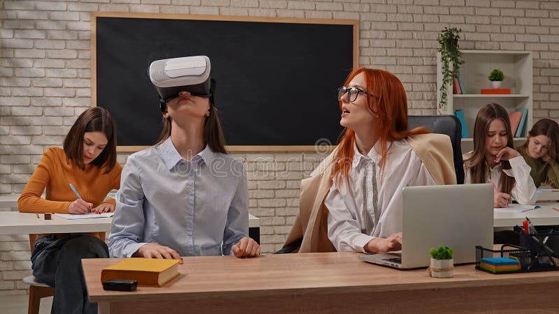 Innovative Classroom Learning with Virtual Reality Technology Stock ...