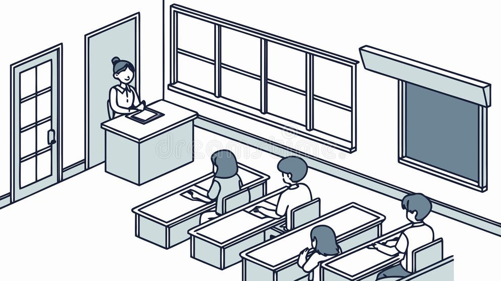Students in Classroom Learning Environment, Education Illustration ...