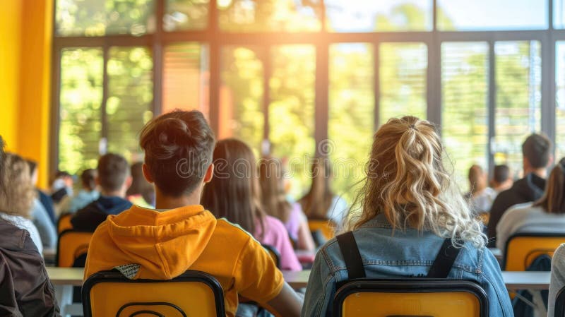 Students in a Classroom Listen Attentively To a Lecture, Looking ...