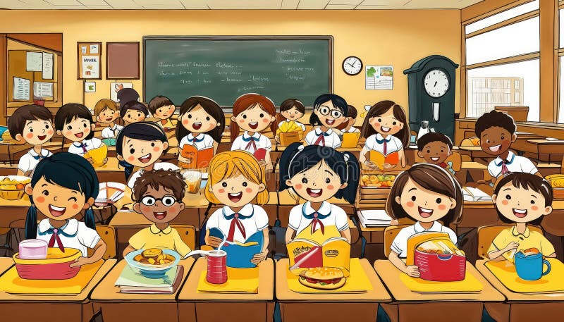 Students in the Classroom are Looking at the Camera Stock Illustration ...