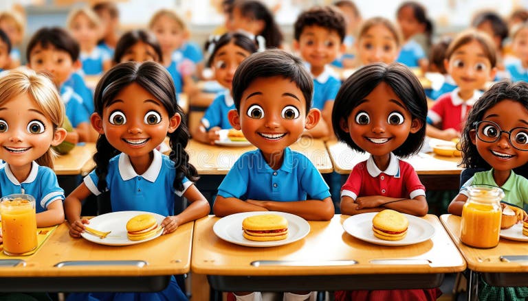 Students in the Classroom are Looking at the Camera Stock Illustration ...