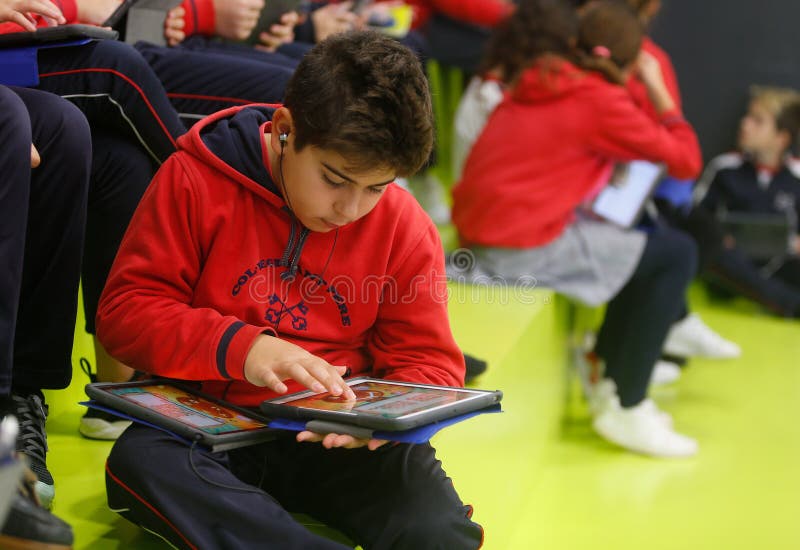 Students in Classroom Using Technology Side View Editorial Stock Image ...