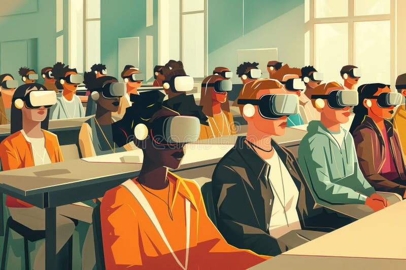 Students in Classroom Wear VR Headsets, Engage in Interactive Learning ...