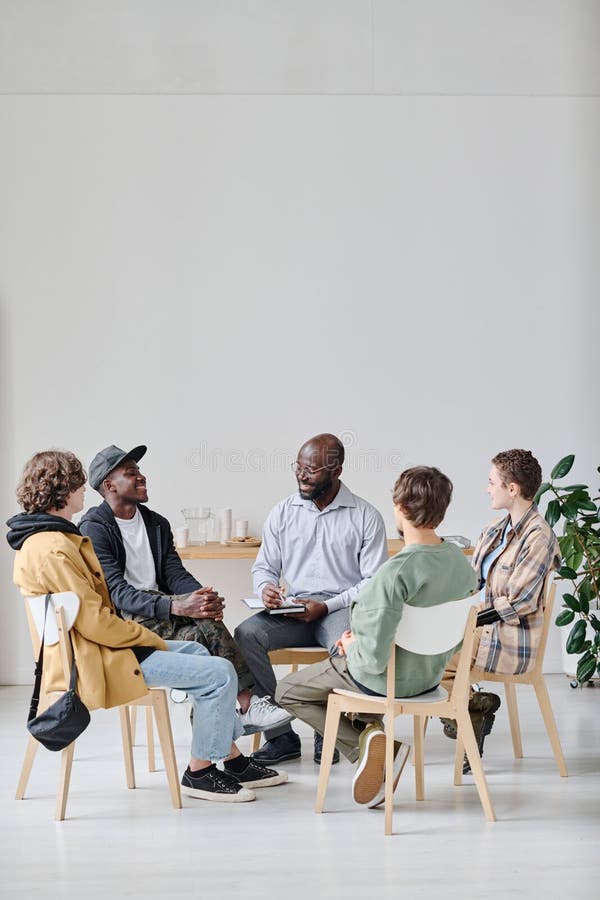 Students with Coach Sitting at Class Stock Image - Image of problem ...