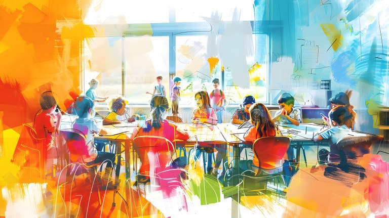 Students Collaborate on Creative Projects in Vibrant Classroom Setting ...