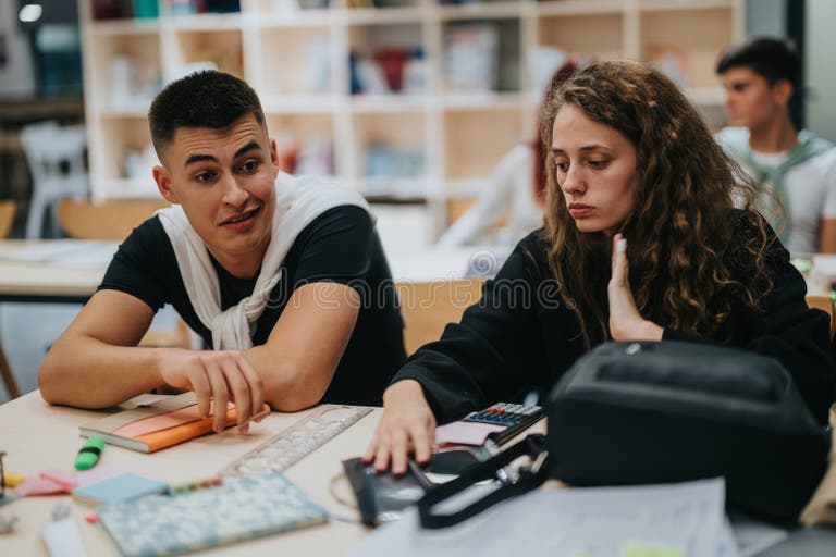 Students Collaborating in a Classroom with Focused Engagement Stock ...