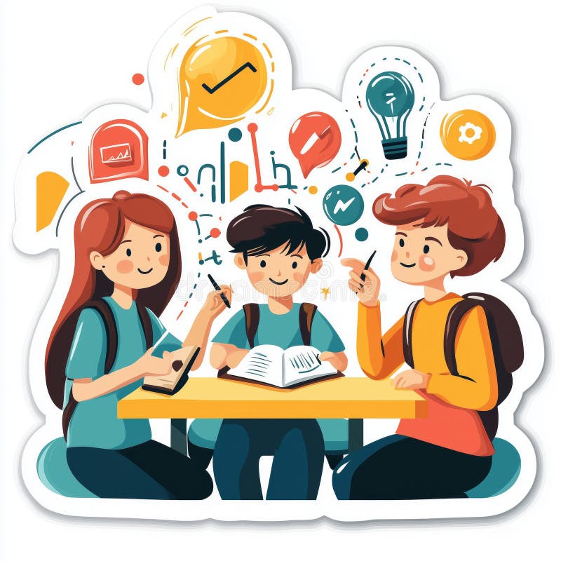 Students Collaborating on Problem-solving Around a Study Table Stock Image - Image of students ...