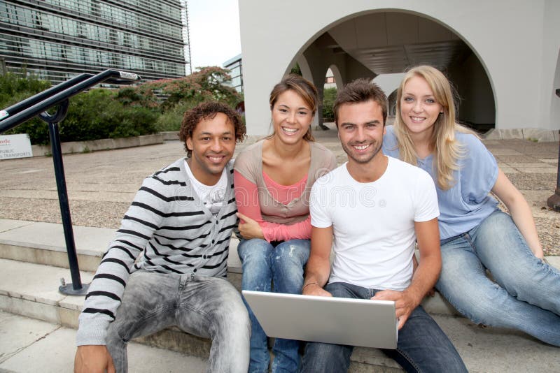 Students in College with Computer Stock Photo - Image of email, people ...