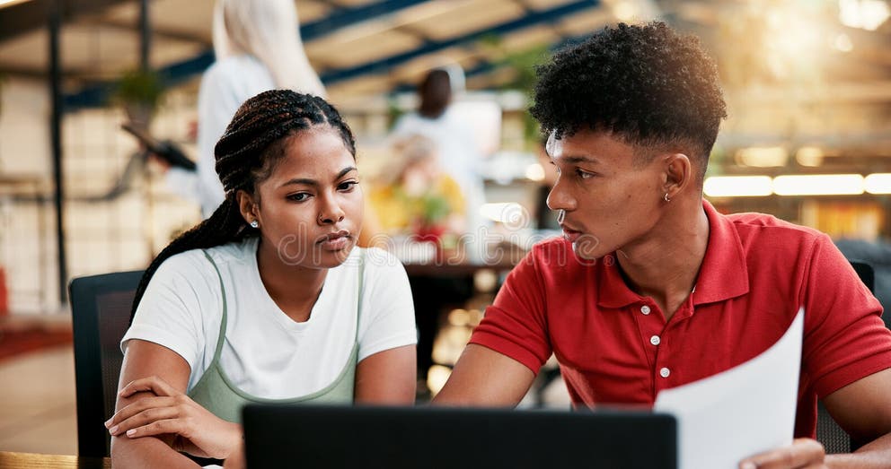 Students, College and Friends Learning with Laptop for Help, Problem ...