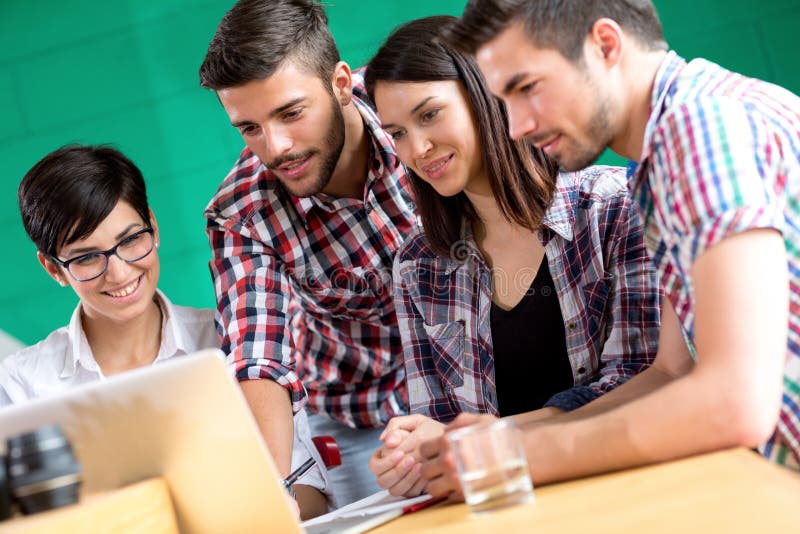 Students Communicate and Drink Tea in Cafe. Media. Young Man and Woman ...