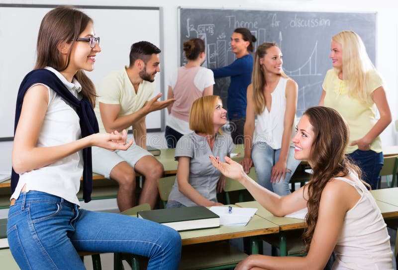 Students Communication in the Classroom Stock Image - Image of adult ...