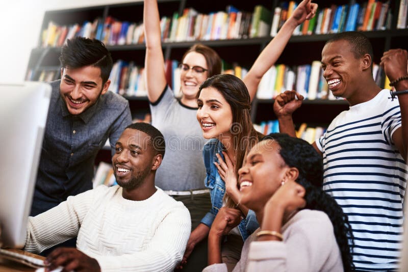 Students, Computer and Celebration in Library for Learning, Study and ...