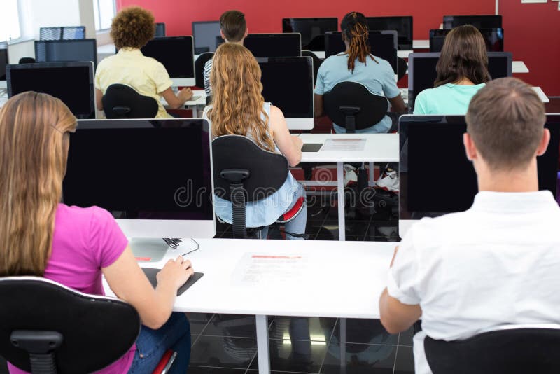 Students in computer class stock photo. Image of sitting - 50483526