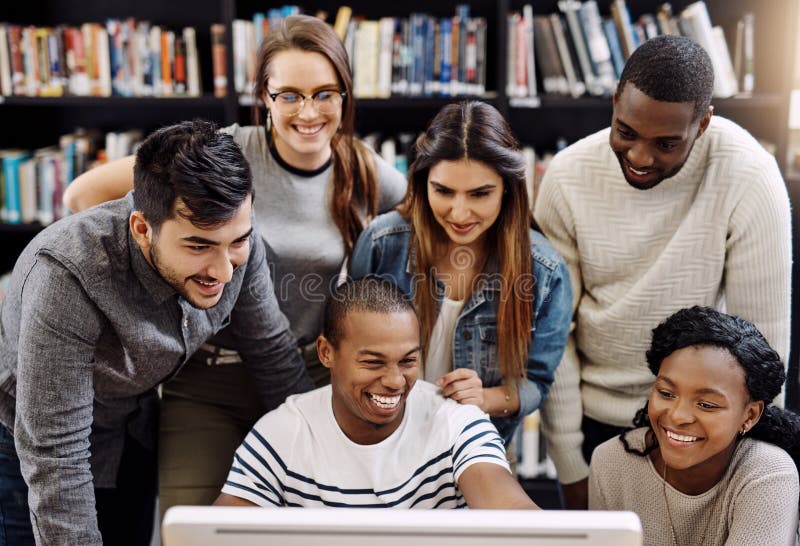 Students, Computer and Collaboration in Library for Education, Study ...