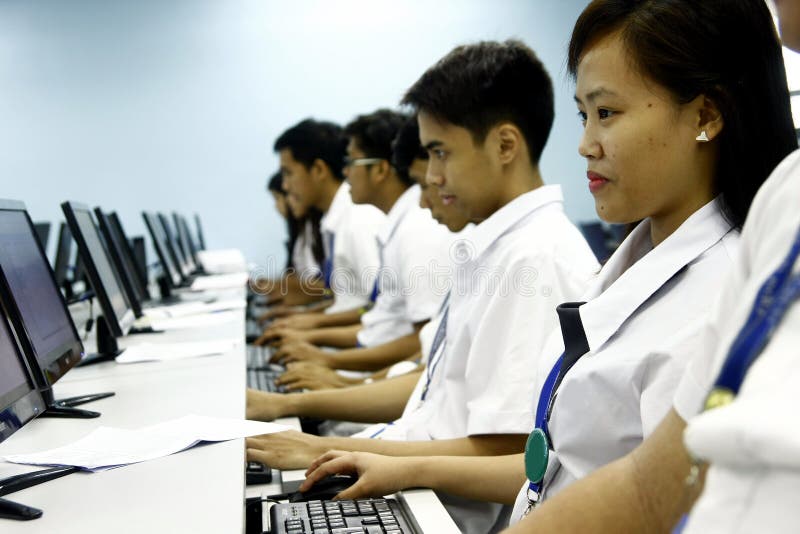 Students of a Computer School Editorial Stock Image - Image of online ...