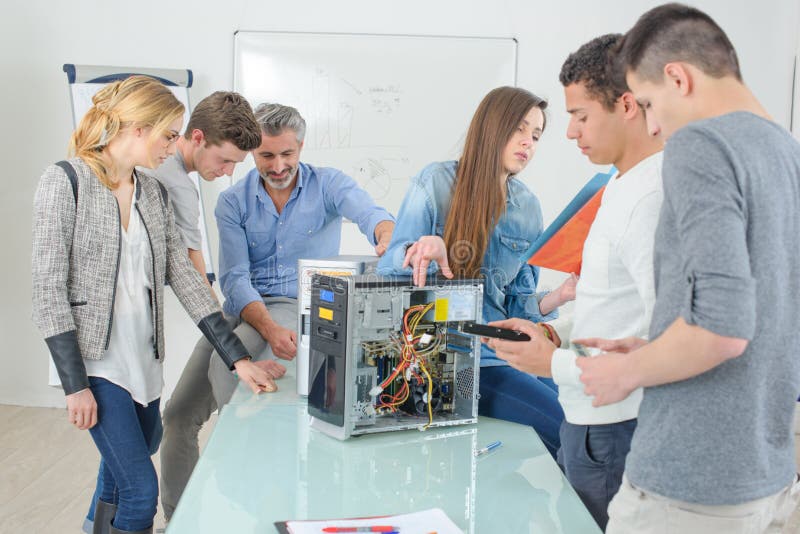It Students in Computer Science Classroom Stock Image - Image of ...
