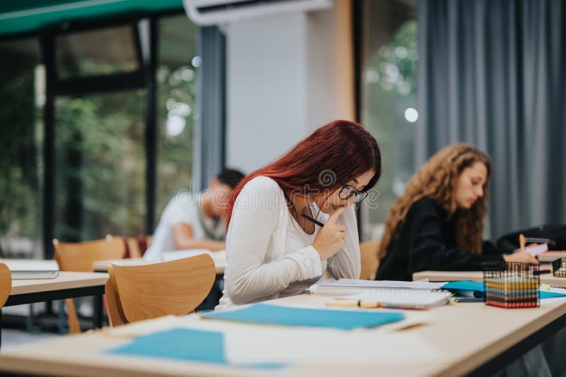Focused Students Studying in a Modern Classroom Environment Stock Photo ...