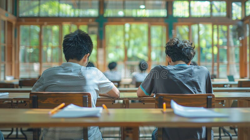 Students Concentrating in a Classroom Stock Illustration - Illustration ...