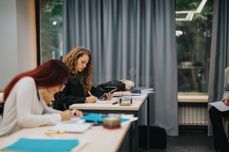Students Concentrating in a Modern Classroom Environment Stock Image ...
