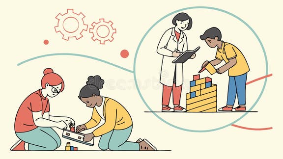 Students Conduct Science Experiment in Laboratory, Vector Design ...