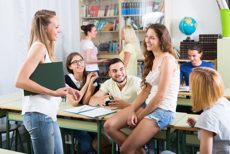 Students Conversation in the Classroom Stock Image - Image of speaking ...