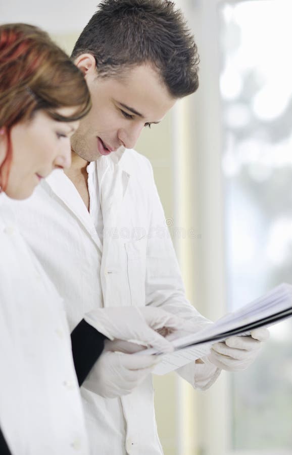 Students couple in lab stock photo. Image of bright, adult - 14010214