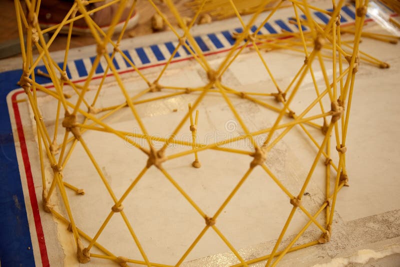 Students Create Different Designs from the Spaghetti Tower Stock Photo ...
