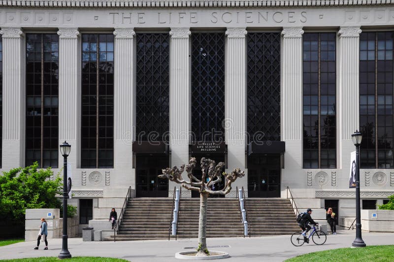 Students and Cyclists at the Iconic Life Sciences Building on Campus ...