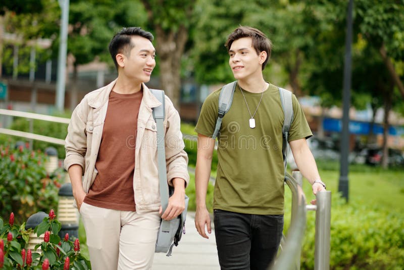 Students Discussing News stock image. Image of friendship - 266610917