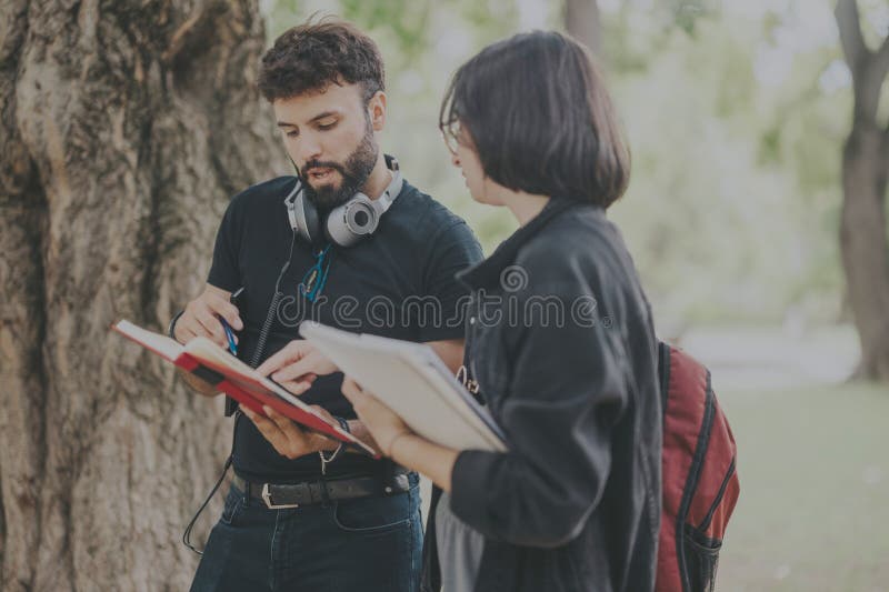 Students Consulting Professor Park Setting Class Stock Photos - Free ...