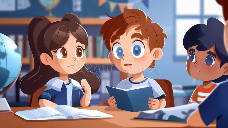 Students Discussing a Story during a Classroom Reading Session in an ...