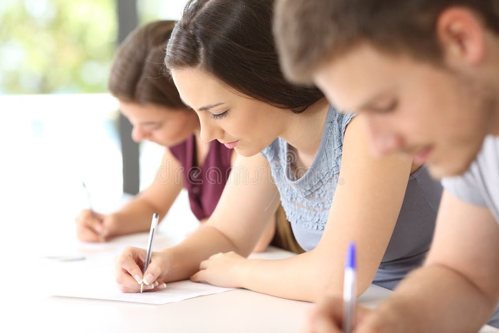 Students Doing an Exam in a Classroom Stock Photo - Image of form ...