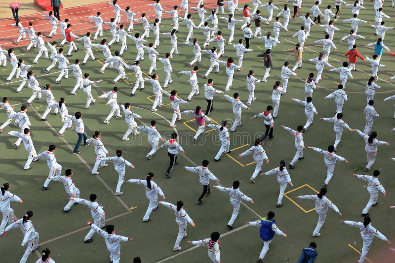 Students doing exercises editorial photography. Image of sport - 18635467
