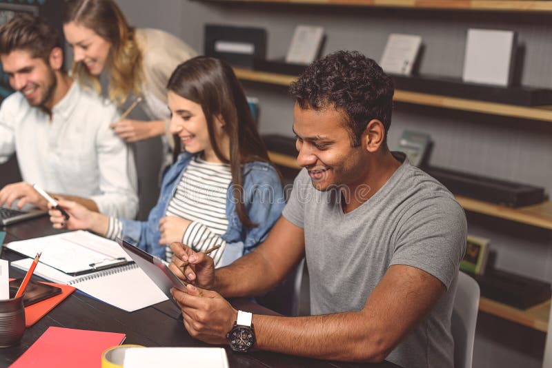 Students Doing Group Project in Campus Library Stock Photo - Image of ...