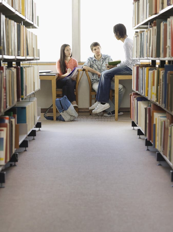 Students Doing Homework in Library Stock Image - Image of learning ...