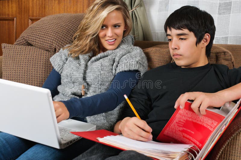 Students Doing Homework Together Stock Photo - Image of horizontal ...